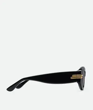 Bottega Veneta Mitre Oval Sunglasses - Black/grey