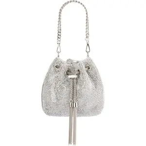 OLGA BERG Olga Berg Miranda Drawstring Bucket Bag Silver