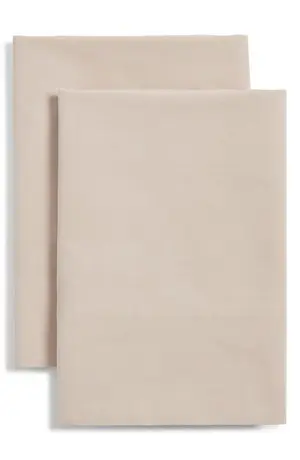 Nordstrom Organic Cotton Percale Pillowcases - Tan Thread