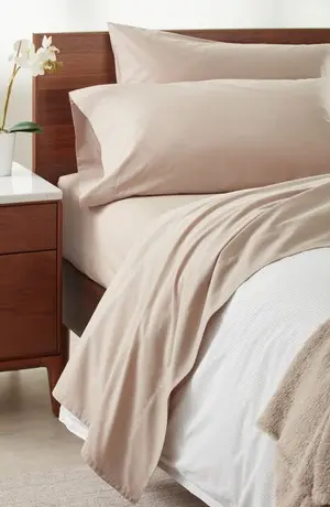 Nordstrom Organic Cotton Percale Pillowcases - Tan Thread