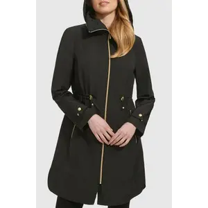 Cole Haan Travel Packable Hooded Rain Jacket - Black