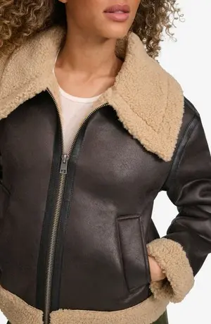 LEVI'S Faux Leather & Faux Shearling Bomber Jacket