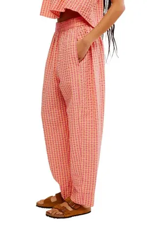 Free People Gingham High-waist Poplin Pants