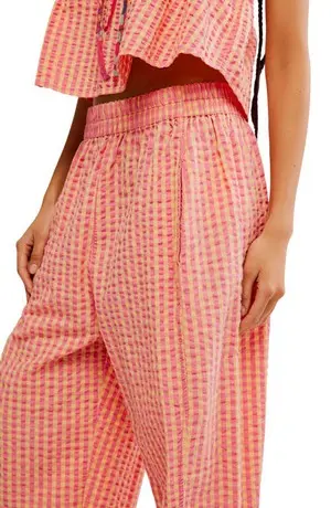 Free People Gingham High-waist Poplin Pants