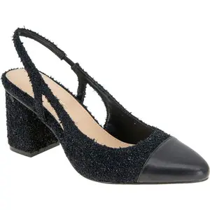 Bcbgmaxazria Darrin Block Heel Slingback Pump - Black Boucle/ Black