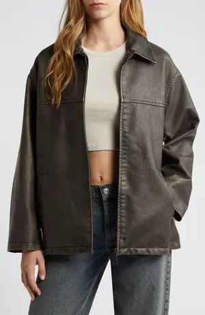 BDG URBAN OUTFITTERS Faux Leather Aviator Jacket