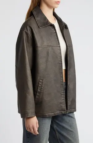 BDG URBAN OUTFITTERS Faux Leather Aviator Jacket