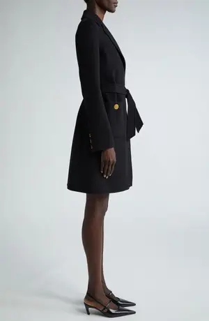 St. John Belted Wool & Cashmere Coat - Black