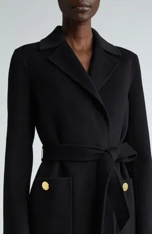 St. John Belted Wool & Cashmere Coat - Black