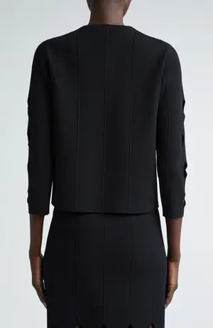 St. John Milano Knit Cutout Sleeve Cardigan