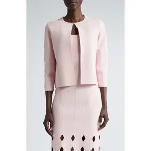 St. John Milano Knit Cutout Sleeve Cardigan
