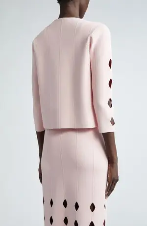 St. John Milano Knit Cutout Sleeve Cardigan