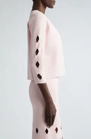 St. John Milano Knit Cutout Sleeve Cardigan