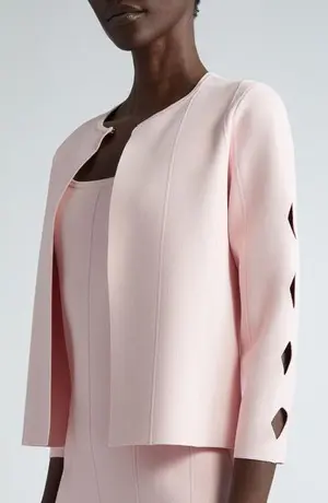 St. John Milano Knit Cutout Sleeve Cardigan
