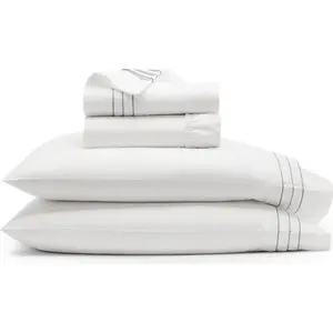 BOLL & BRANCH Signature Triple Pleat Organic Cotton Sheet Set - White/ Shore