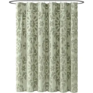 PERI HOME Chenille Laurel Shower Curtain - Sage