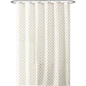 PERI HOME Block Print Gauze Shower Curtain Ivory Multi