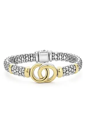 Lagos Signature Caviar Interlock Circle Bracelet - Silver