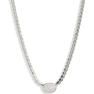 Kendra Scott Alanna Crystal Pendant Necklace - Silver White Crystal