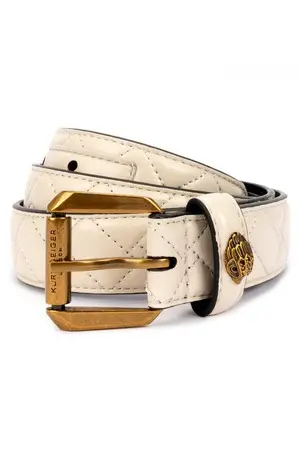 Kurt Geiger Micro Quilt Leather Belt - Bone