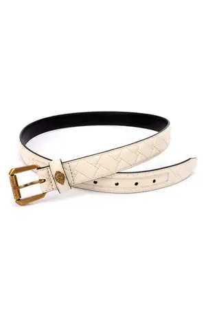 Kurt Geiger Micro Quilt Leather Belt - Bone