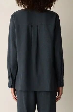 Eileen Fisher Oversize Band Collar Button-up Shirt