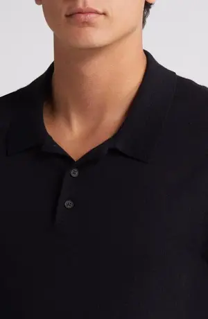 Vince Short Sleeve Merino Wool Polo Sweater - Coastal