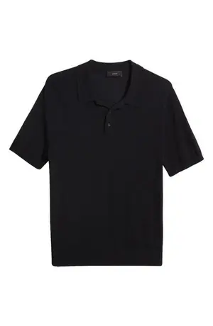 Vince Short Sleeve Merino Wool Polo Sweater - Coastal