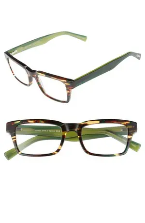 Eyebobs Fare N Square Square Reading Glasses - Green Tortoise