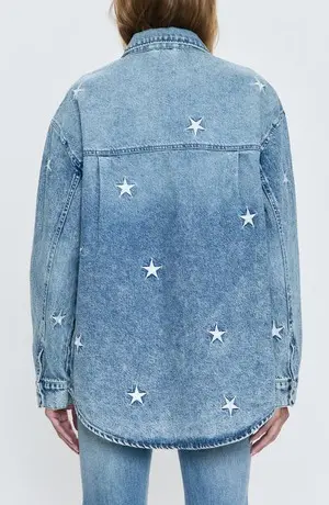 PISTOLA Mandy Star Embroidered Oversize Denim Shirt Jacket