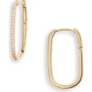 Nordstrom Demi Fine Skinny Oval Hoop Earrings - 14k Gold Plated