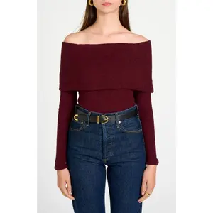 WAYF Morgan Off-the-shoulder Sweater - Dark Merlot