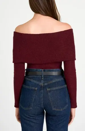 WAYF Morgan Off-the-shoulder Sweater - Dark Merlot