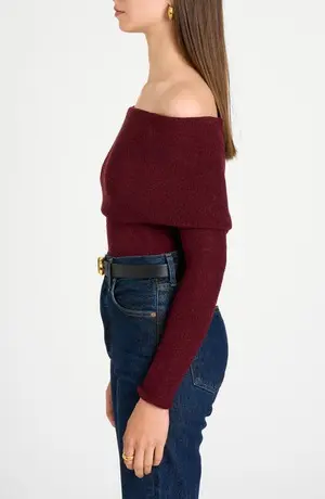 WAYF Morgan Off-the-shoulder Sweater - Dark Merlot