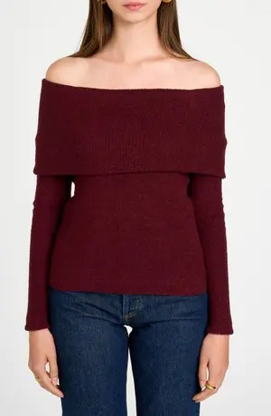 WAYF Morgan Off-the-shoulder Sweater - Dark Merlot