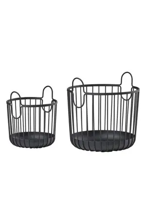 ZONE DENMARK Inu Set Of 2 Tabletop Wire Baskets Black