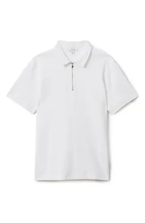REISS Cayman Half Zip Polo - White
