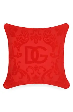 Dolce & Gabbana Dg Logo Cotton Terry Cloth Outdoor Accent Pillow - Red