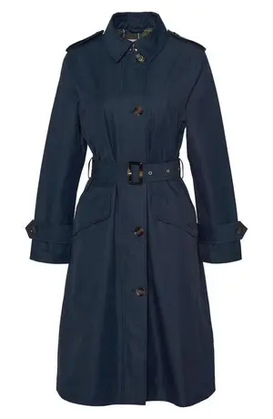 Barbour Camilla Waterproof Trench Coat - Dark Navy/ Classic Tartan