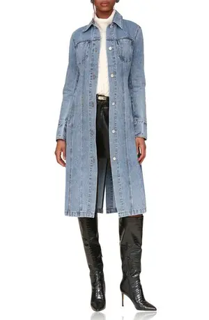 Avec Les Filles Fitted Long Denim Jacket