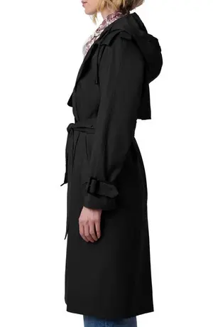 Bernardo Double-breasted Hooded Trench Coat