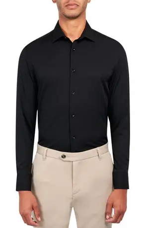 BROOKLYN BRIGADE Slim Fit Solid Performance Dress Shirt - Black