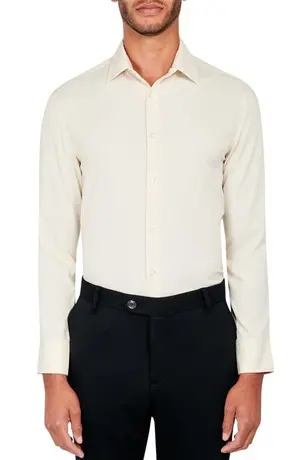 BROOKLYN BRIGADE Slim Fit Solid Performance Dress Shirt - Champagne