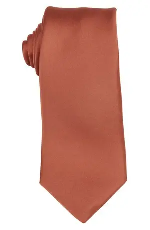 BROOKLYN BRIGADE Brooklyn Brigade Solid Satin X-Long Tie Terracotta