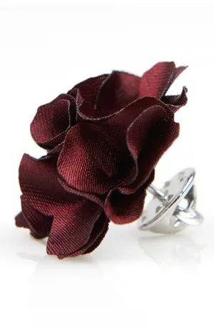 BROOKLYN BRIGADE Floral Lapel Pin - Cabernet