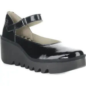 Fly London Bawo Platform Wedge Pumps - 010 Black Nappalak