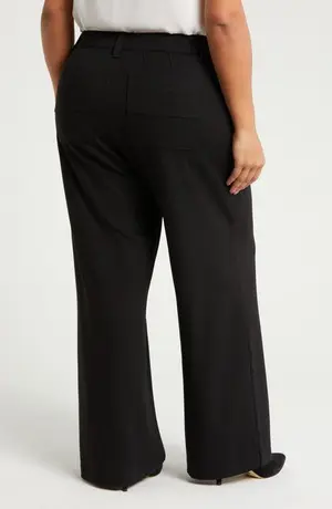 Wit & Wisdom Skyrise Flat Front Wide Leg Pants - Black