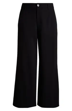 Wit & Wisdom Skyrise Flat Front Wide Leg Pants - Black