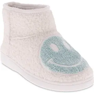 Mia Chill Smiley Faux Shearling Bootie Slipper - Saige Happy Face