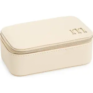 Nordstrom Initial Rectangular Jewelry Box - M- Cream- Gold